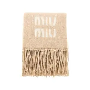 Miu Miu Mohair-blend Scarf With Jacquard Logo