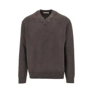 DANIELE FIESOLI Upcycled Cahmere V-neck Weater - Brown