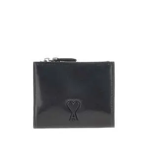 AMI Paris Leather Bi-fold Voulez-vous Wallet - Black