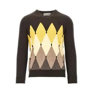 BALLANTYNE Lozenge Cashmere Sweater - Brown