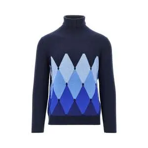 BALLANTYNE Diamond-shaped Cashmere Turtleneck Sweater - Blue