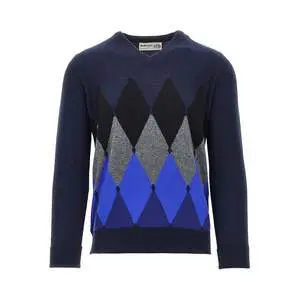 BALLANTYNE Lozenge Cashmere Sweater - Blue