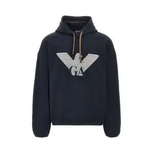 Emporio Armani Cotton And Silk Hoodie An - Blue