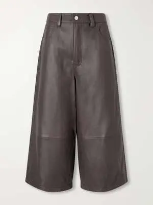 Staud Hunter Cropped Leather High-rise Wide-leg Pants