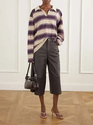 Staud Hunter Cropped Leather High-rise Wide-leg Pants