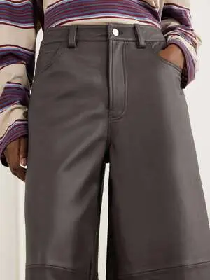 Staud Hunter Cropped Leather High-rise Wide-leg Pants
