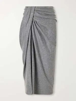 MARANT ETOILE Jeldia Gathered Draped Stretch Midi Skirt