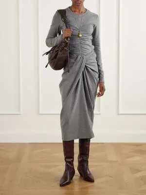 MARANT ETOILE Jeldia Gathered Draped Stretch Midi Skirt