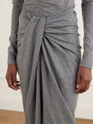 MARANT ETOILE Jeldia Gathered Draped Stretch Midi Skirt