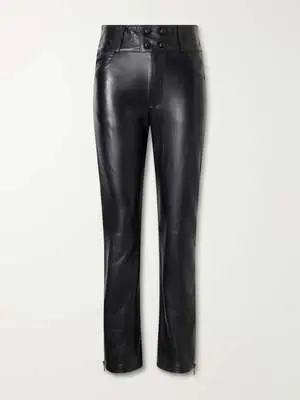 BLAZÉ MILANO Darryl Leather High-rise Straight-leg Pants