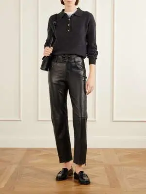 BLAZÉ MILANO Darryl Leather High-rise Straight-leg Pants