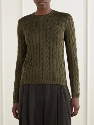 Ralph Lauren Cable-knit Silk-blend Sweater - Green