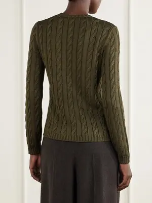 Ralph Lauren Cable-knit Silk-blend Sweater - Green