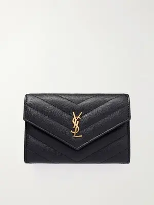 Saint Laurent Cassandre Metalassé Leather Wallet - Black