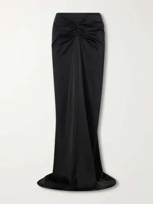 Victoria Beckham Isabella Gathered Satin Maxi Skirt