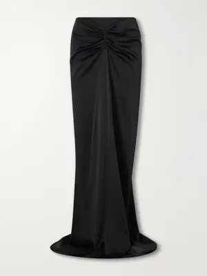 Victoria Beckham Isabella Gathered Satin Maxi Skirt - Black