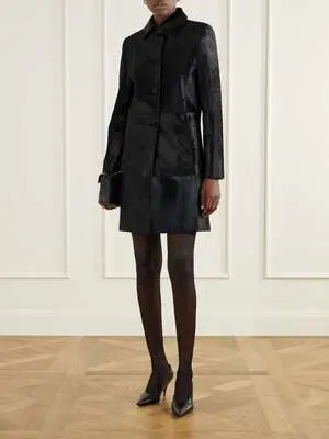 Nour Hammour Stella Paneled Calf Hair Coat