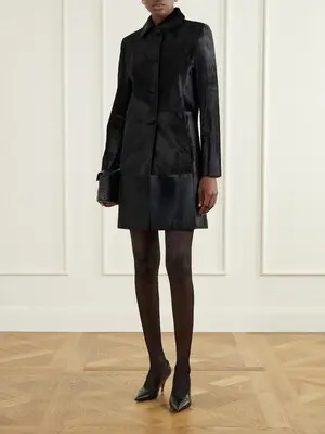 Nour Hammour Stella Paneled Calf Hair Coat - Black