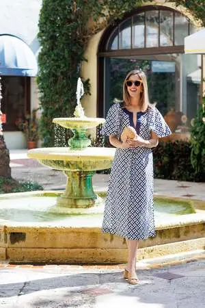DUFFIELD LANE The Vila Caftan - Navy Basket