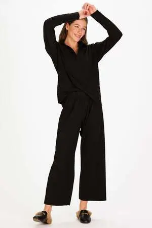 DUFFIELD LANE Supersoft Cropped Peri Pant - Black
