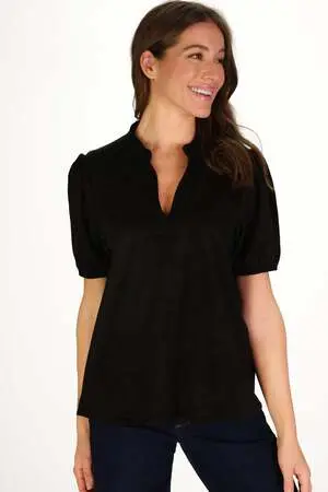 DUFFIELD LANE Suede Brooke Top - Black
