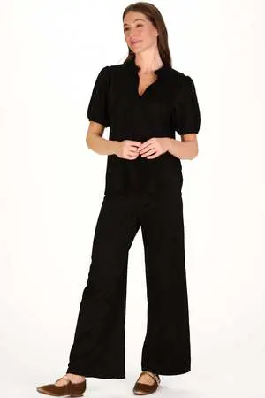 DUFFIELD LANE Suede Sasha Pant - Black