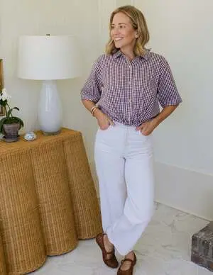 DUFFIELD LANE Livvy Top - Brown Gingham