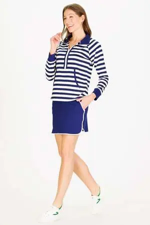 DUFFIELD LANE Active Polly Quarter Zip - Royal Navy Stripe