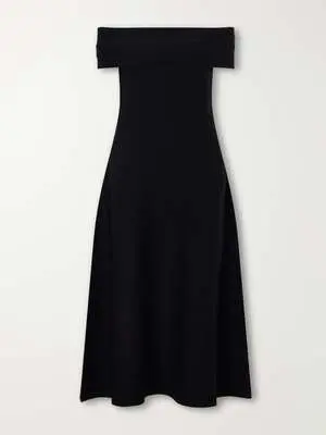 Simkhai Camilla Wool Off-the-shoulder Midi Dress - Black