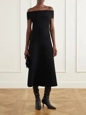 Simkhai Camilla Wool Off-the-shoulder Midi Dress - Black
