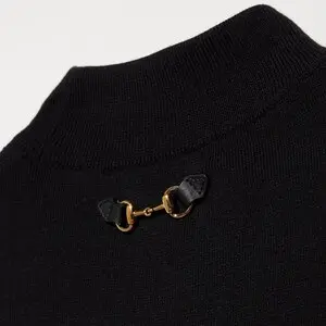 Gucci Fine Rib Knit Wool Dress With Horsebit