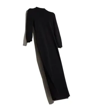Gucci Fine Rib Knit Wool Dress With Horsebit - Black