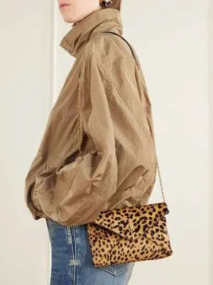Saint Laurent Cassandre Animal-print Calf Hair Shoulder Bag