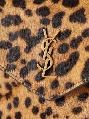 Saint Laurent Cassandre Animal-print Calf Hair Shoulder Bag