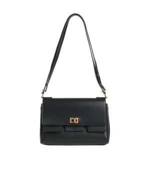 Balenciaga Medium-sized Solid-color Leather Shoulder Bag - Black