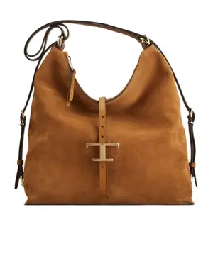TOD'S T Timeless Suede Tote Bag - Brown