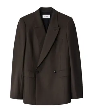 LEMAIRE Double-breasted Tailored Jacket In Tropical Wool Blend - Moss