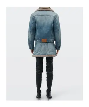 Alexander Wang Faux Fur Trim Denim Skirt - Medium Indigo