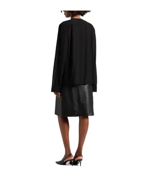 Saint Laurent Solidcolor Chiffon Longsleeve Blouse
