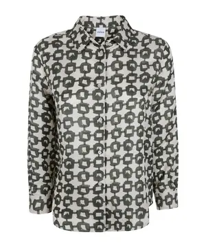 Aspesi Geometric Print Shirt - Black