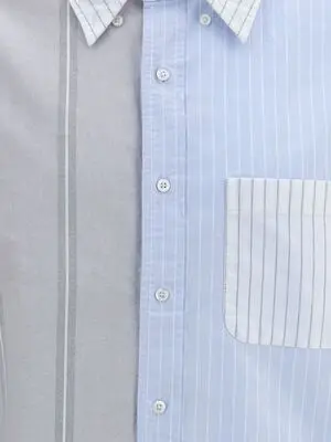 Thom Browne Funmix Striped Oxford Shirt - Light Blue