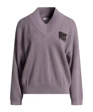 Brunello Cucinelli Solidcolor Cashmere Knit Sweater - Purple