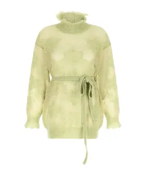 TWINSET Jacquard Belted Maxi Knitted Sweater