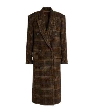 Isabel Marant Étoile Plaid Doublebreasted Long Coat - Black