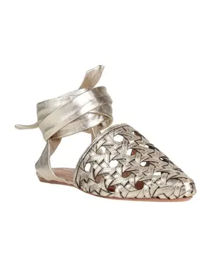 Tory Burch Metallic Woven Pointed-toe Flat Shoes