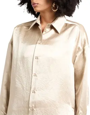 Max Mara Solid Satin Long Shirt