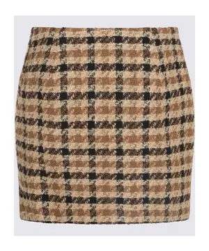 TWINSET Check Bouclé Miniskirt