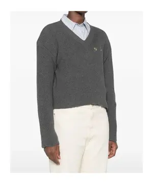 TWINSET Ribbed-knit V-neck Sweater
