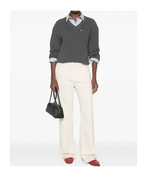 TWINSET Ribbed-knit V-neck Sweater
