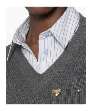TWINSET Ribbed-knit V-neck Sweater